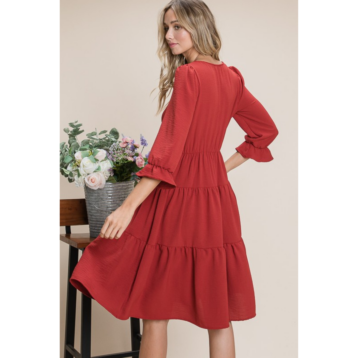Rust 3 Tier Dress – Pear Tree Boutique